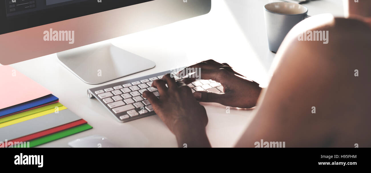 African Woman Computer Networking Technology Concept Stock Photo - Alamy