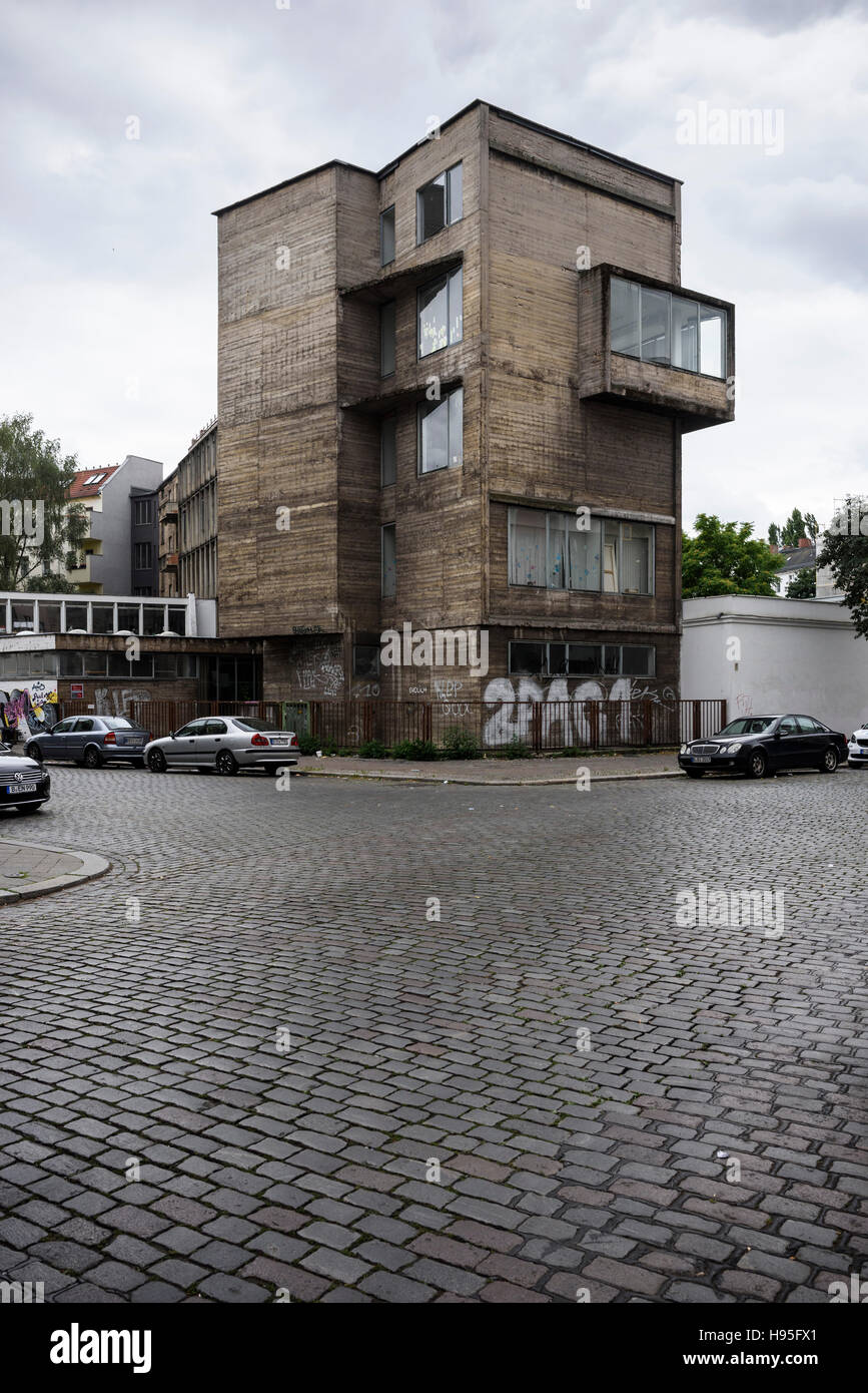 Berlin. Germany. ExRotaprint building, administrative block on the corner of Gottschedstrasse ...