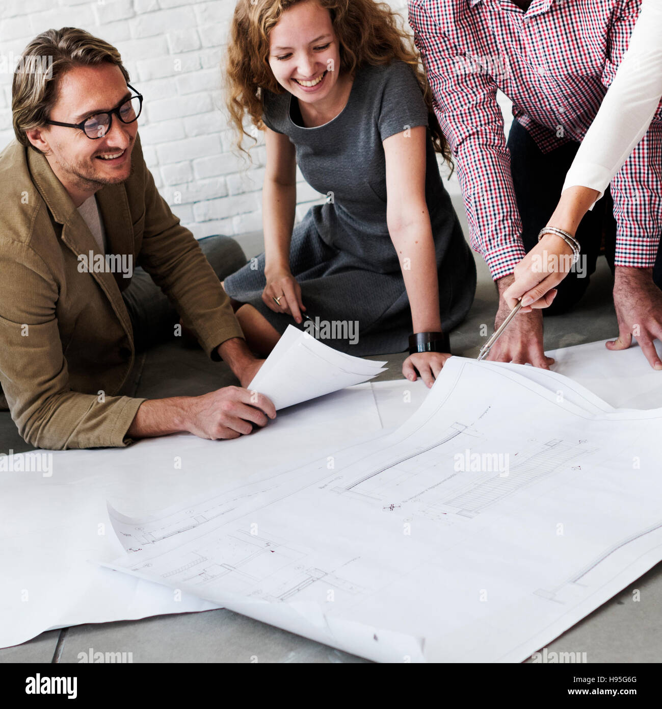 Business People Meeting Discussion Blueprint Architect Concept Stock ...