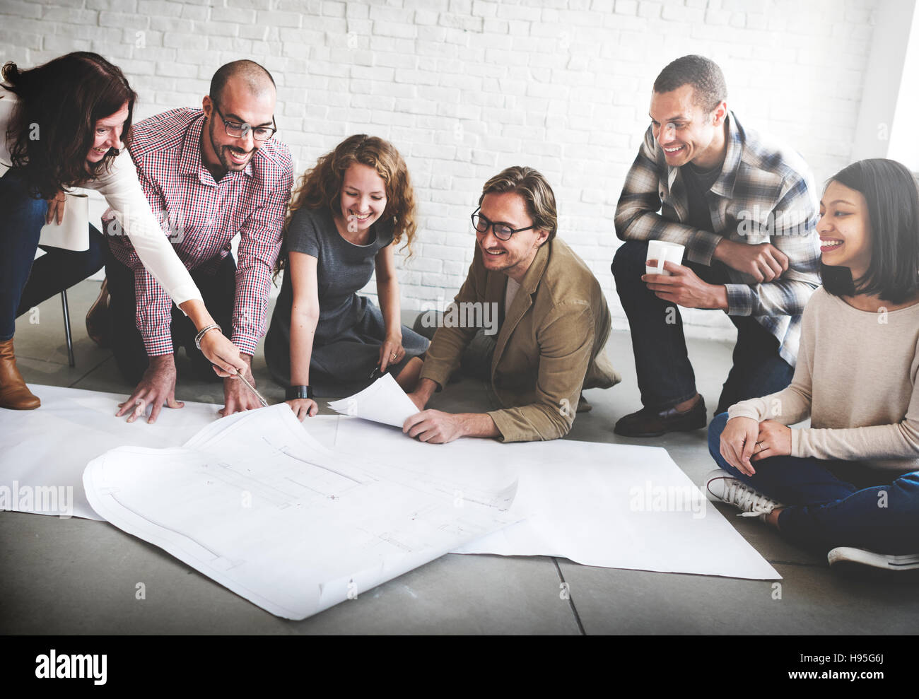 Business People Meeting Discussion Blueprint Architect Concept Stock ...