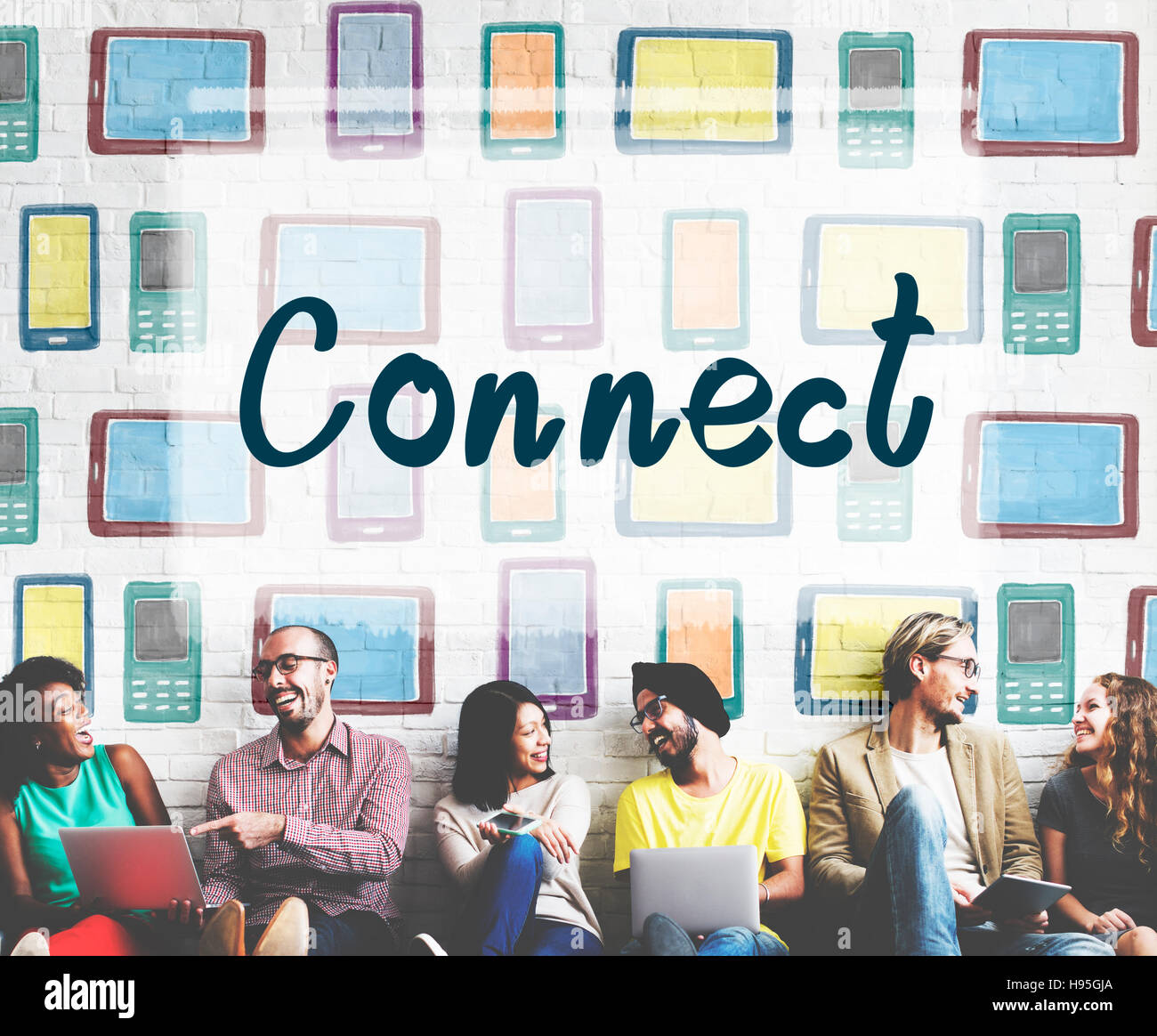Connect Interact Communication Social Media Concept Stock Photo - Alamy