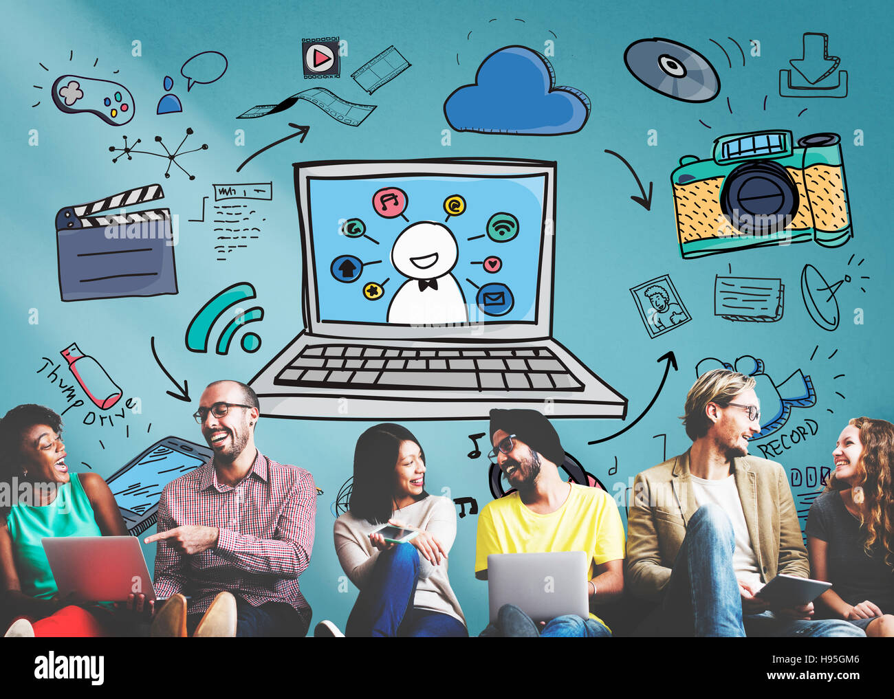 Computer Networking Technology Sharing Connecting Concept Stock Photo ...