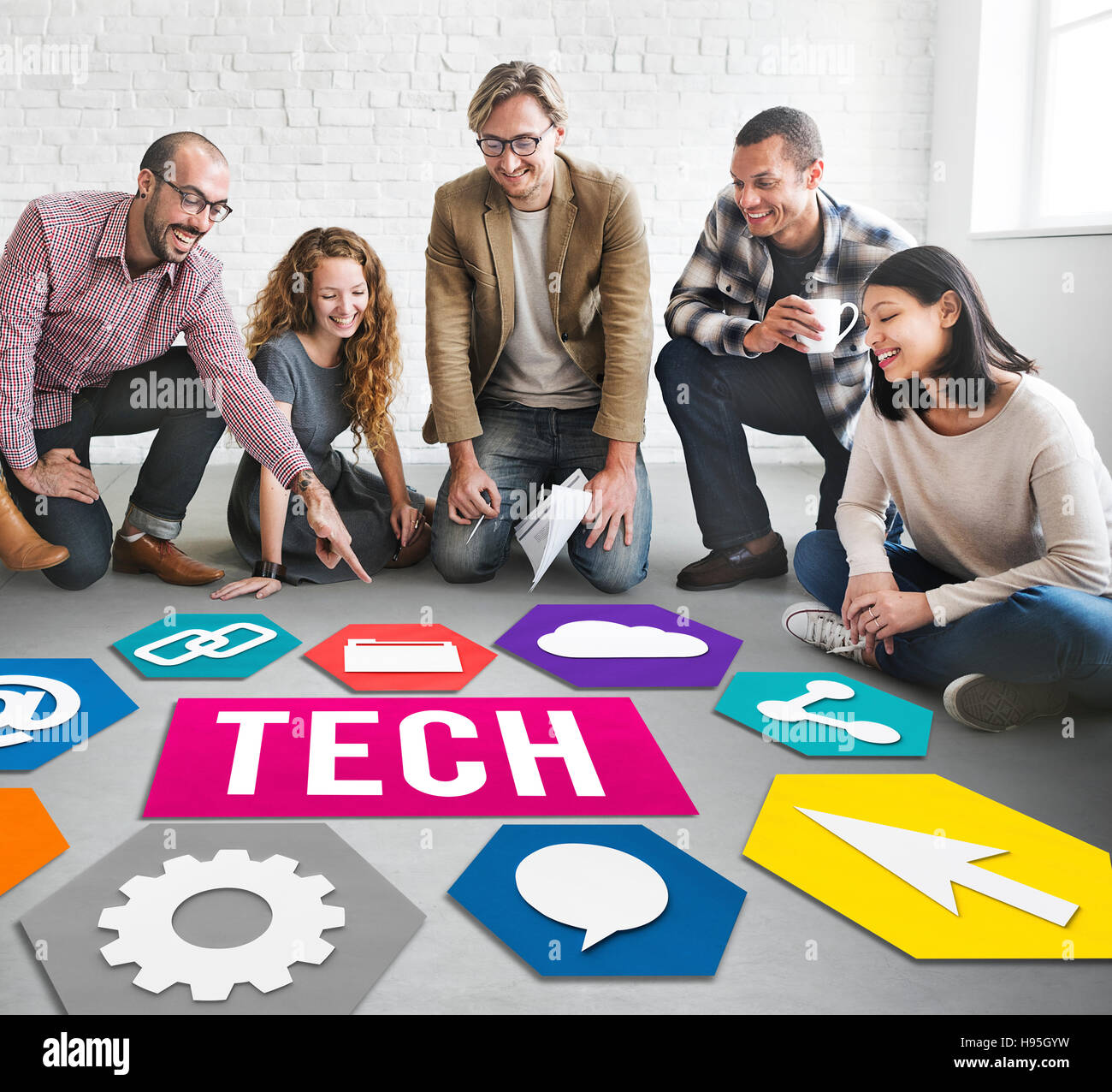 Tech teamwork concept pointing hi-res stock photography and images - Alamy