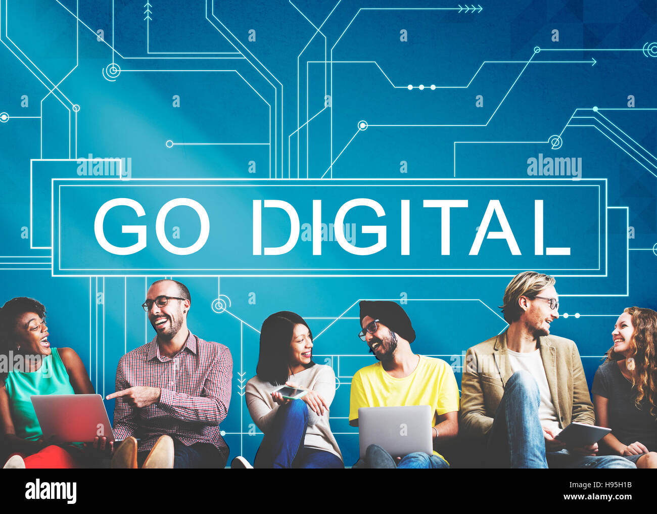 Go Digital Futuristic Circuit Board Technology Concept Stock Photo - Alamy