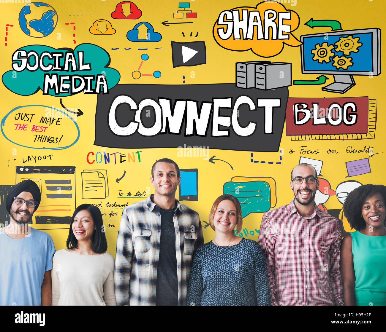 Connect Social Media Social Networking Online Concept Stock Photo - Alamy