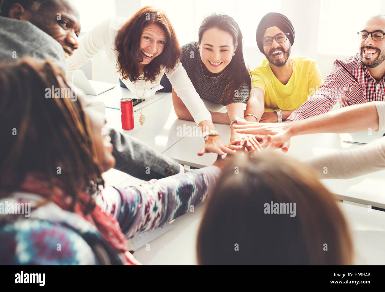 Team Teamwork Join Hands Partnership Concept Stock Photo - Alamy