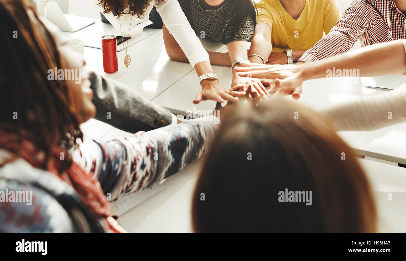 Team Teamwork Join Hands Partnership Concept Stock Photo - Alamy