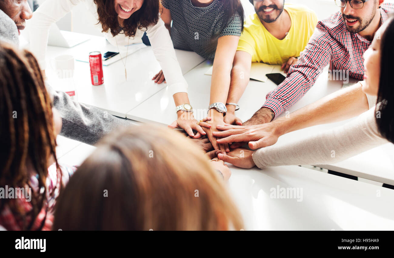 Team Teamwork Join Hands Partnership Concept Stock Photo - Alamy