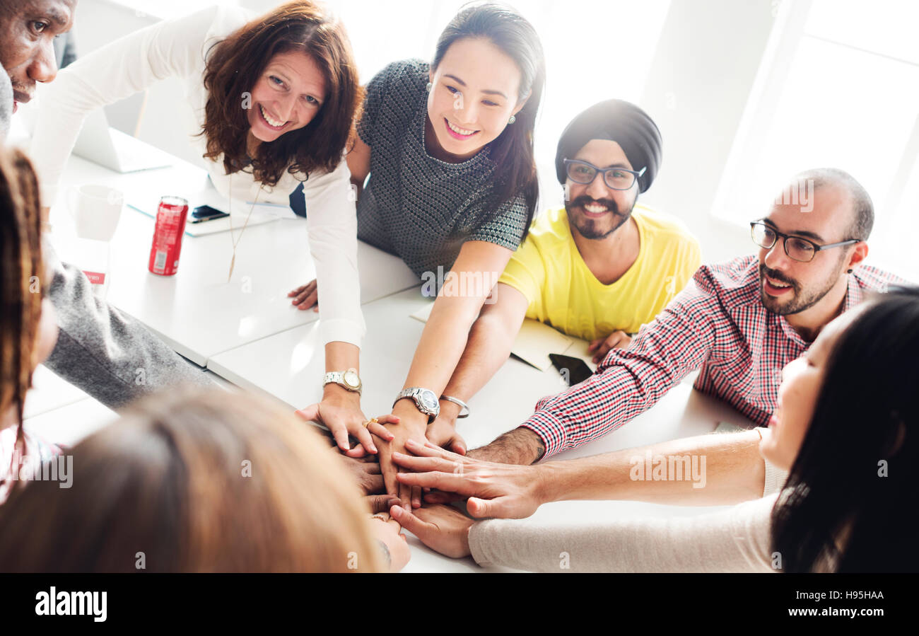 Team Teamwork Join Hands Partnership Concept Stock Photo - Alamy