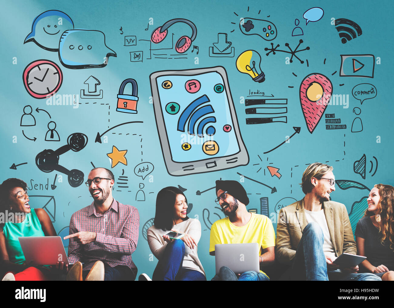 Social Media Networking Communication Connecting Concept Stock Photo ...