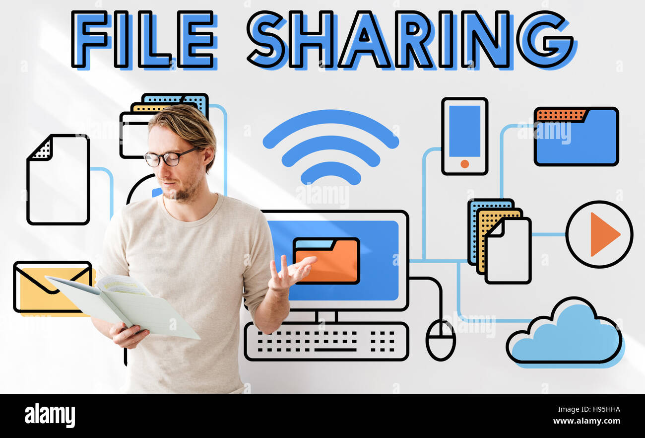 File Sharing Internet Technology Social Storage Concept Stock Photo - Alamy