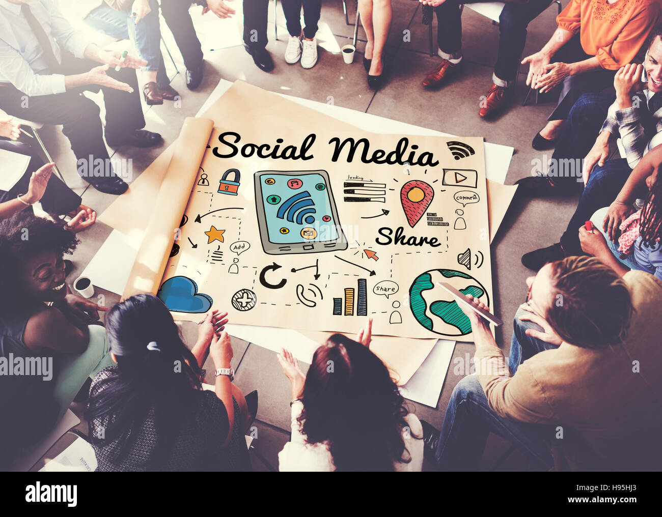 Social Media Chat Share Global Communication Concept Stock Photo - Alamy