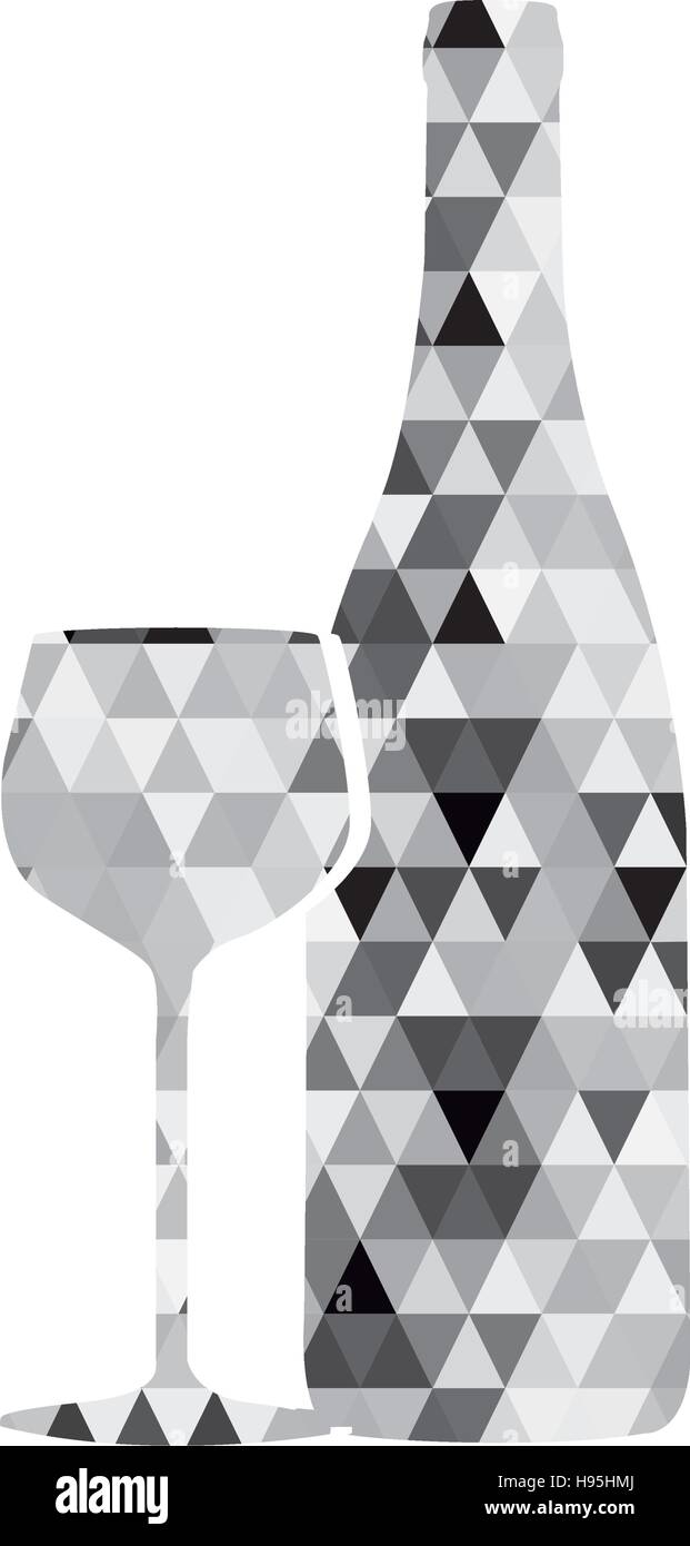 wine glass and bottle triangle mosaic icon image vector illustration ...