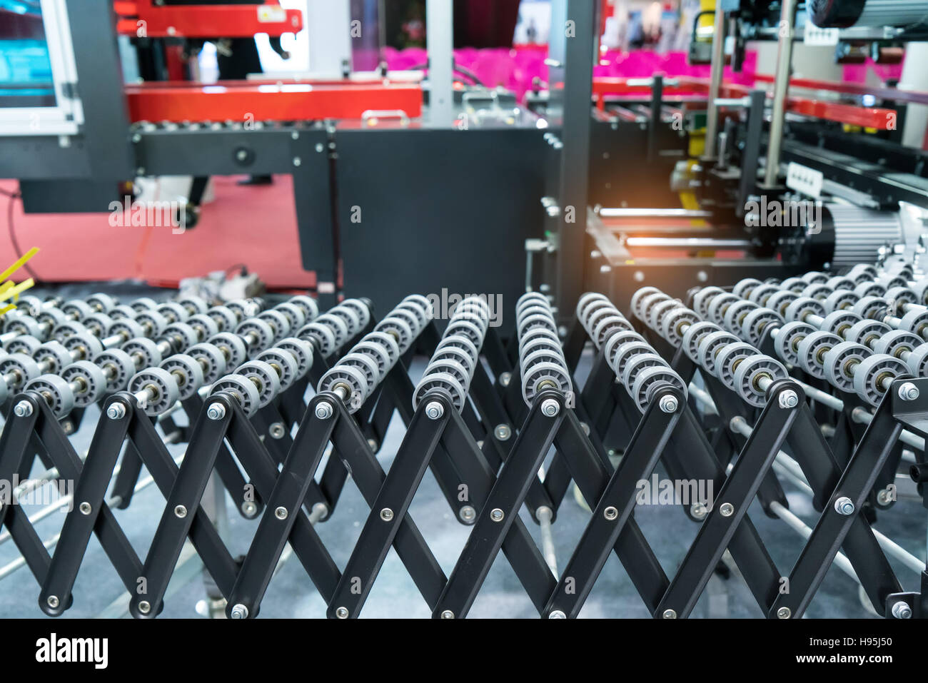 production line with automatic conveyor belt, industry track Stock ...