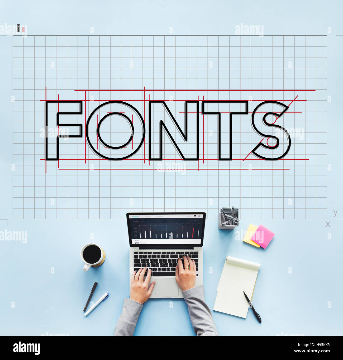 Fonts Creative Drawing Outline Graphic Concept Stock Photo - Alamy