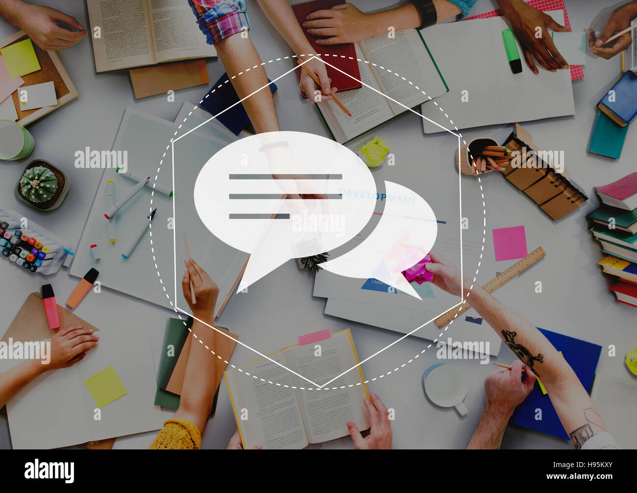 Business group discuss aerial hi-res stock photography and images - Alamy