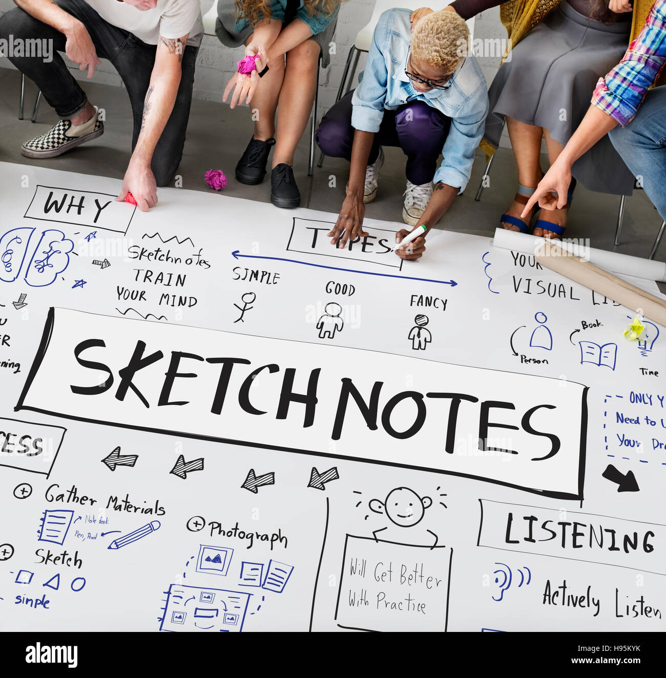 Sketch Notes Creative Drawing Design Graphic Concept Stock Photo - Alamy