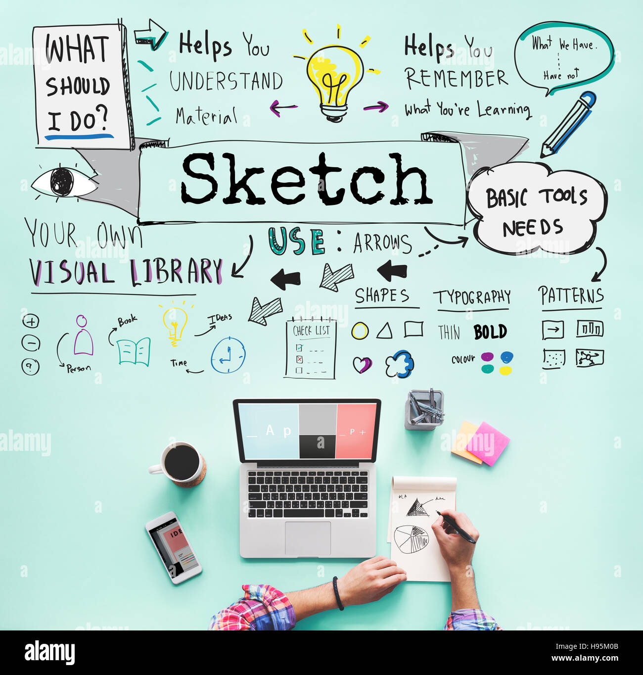 Sketch Notes Creative Drawing Design Graphic Concept Stock Photo - Alamy