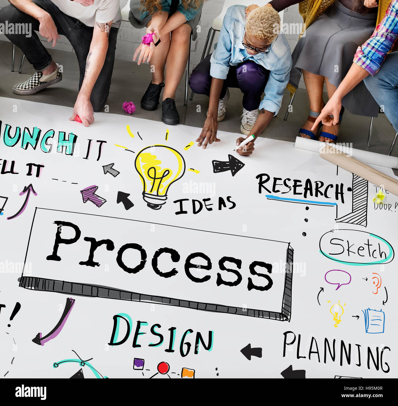 Process Research Sketch Planning Design Graphic Concept Stock Photo - Alamy