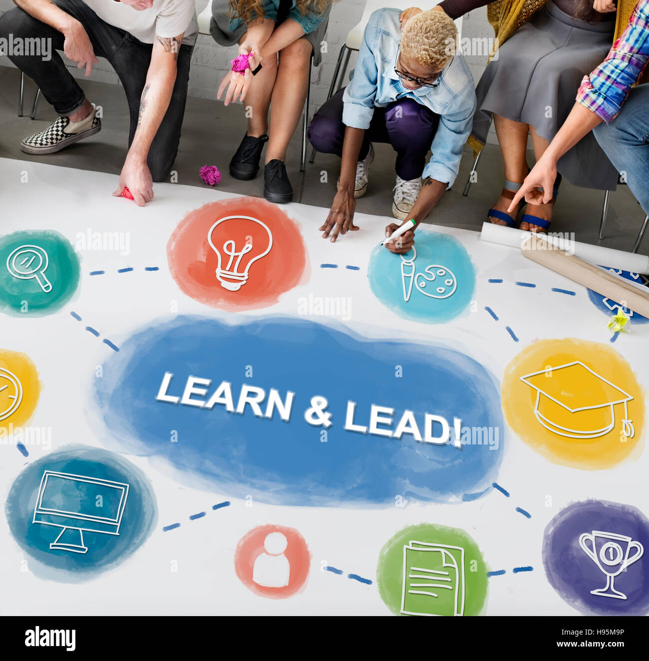 Learn And Lead Research Knowledge Graphic Concept Stock Photo - Alamy