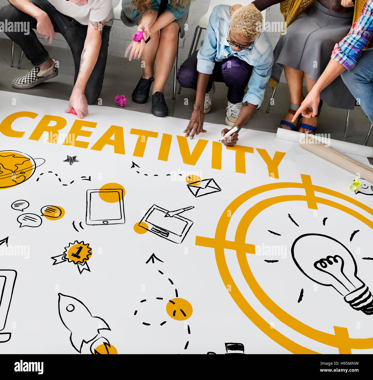 Creativity Lightbulb Technology Message Icon Concept Stock Photo - Alamy