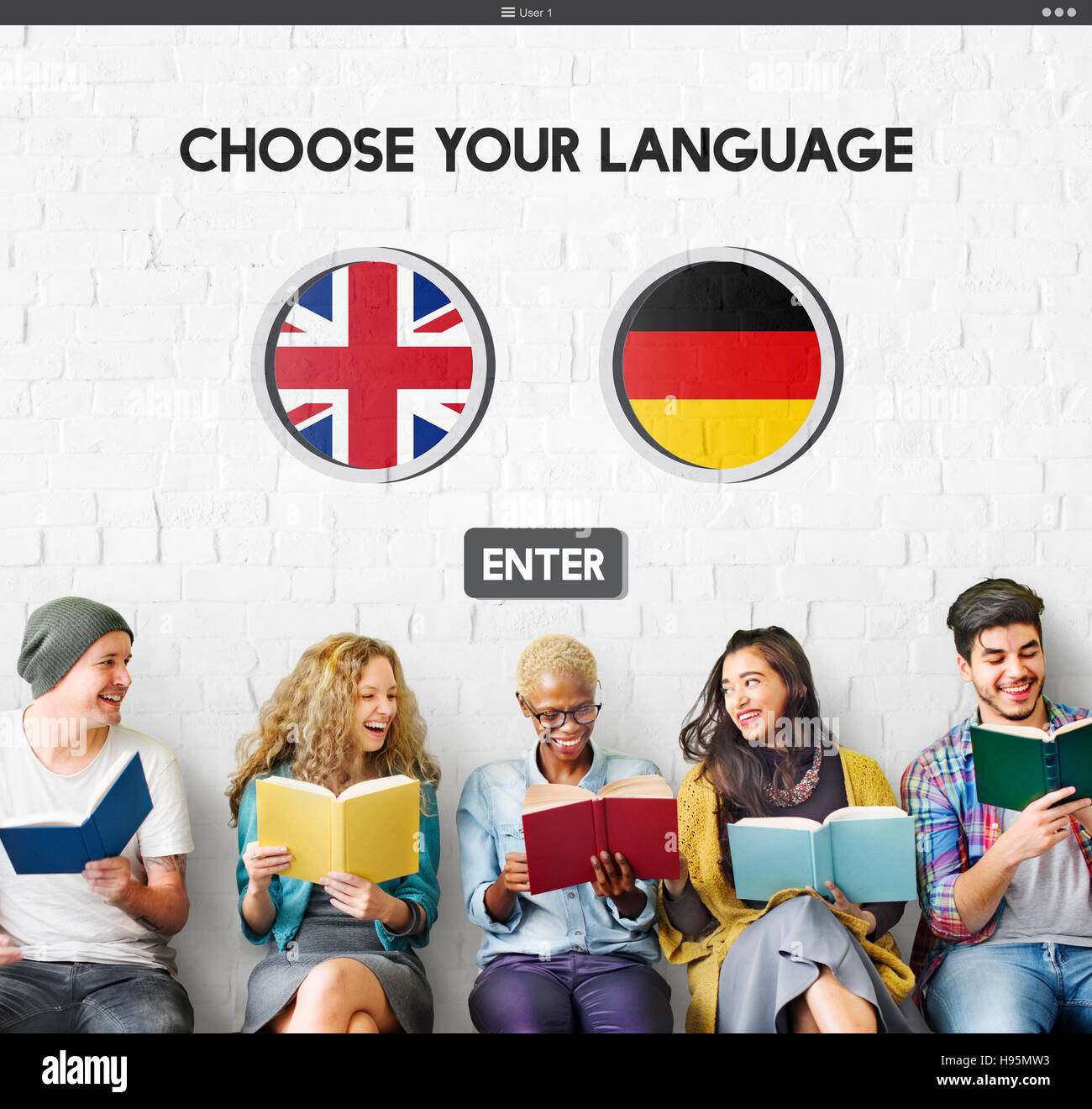 Language Dictionary English German Concept Stock Photo - Alamy