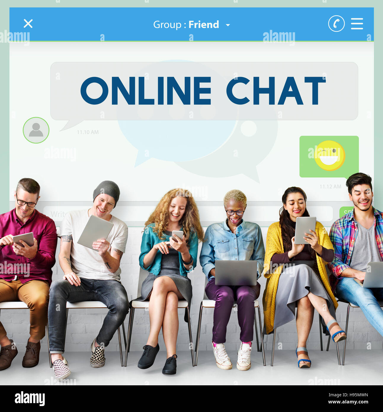 Online Chat Message Connection Talking Concept Stock Photo - Alamy