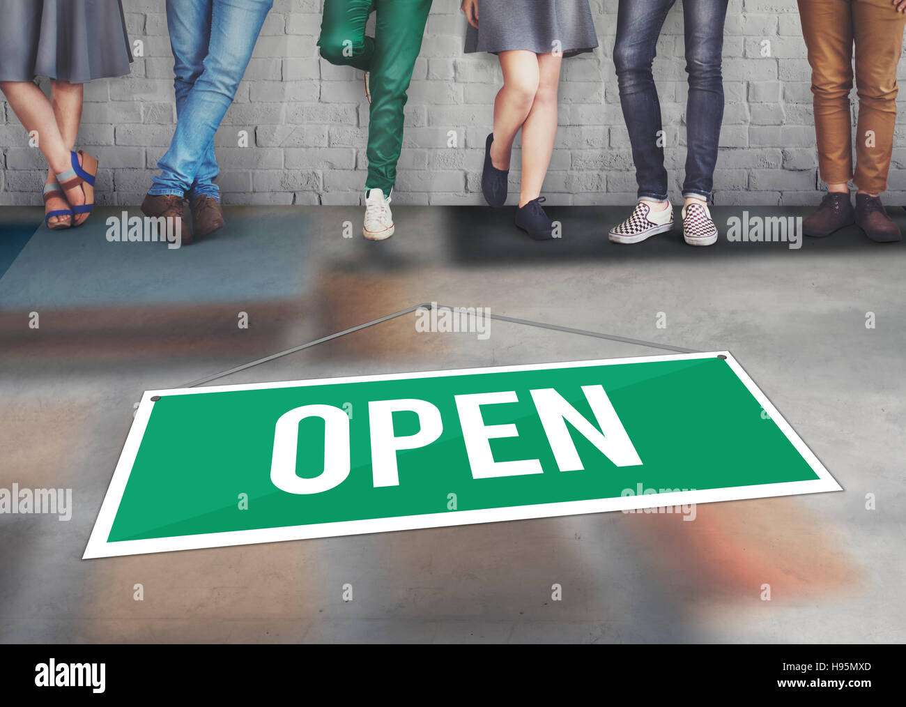 Open Sign Banner Welcome Notice Concept Stock Photo - Alamy