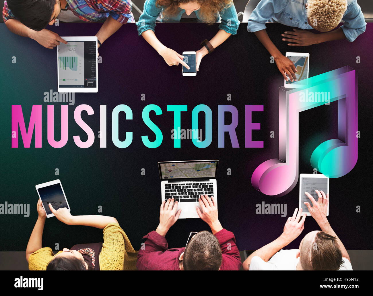 Audio Store Music Note Icon Graphic Concept Stock Photo - Alamy