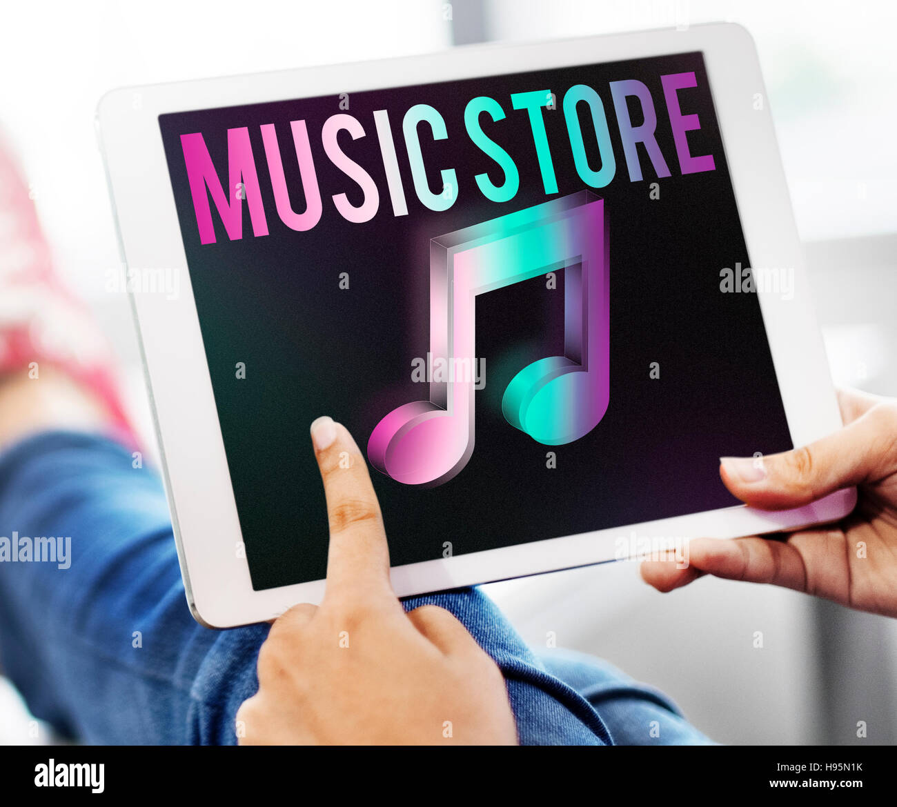 Audio Store Music Note Icon Graphic Concept Stock Photo - Alamy