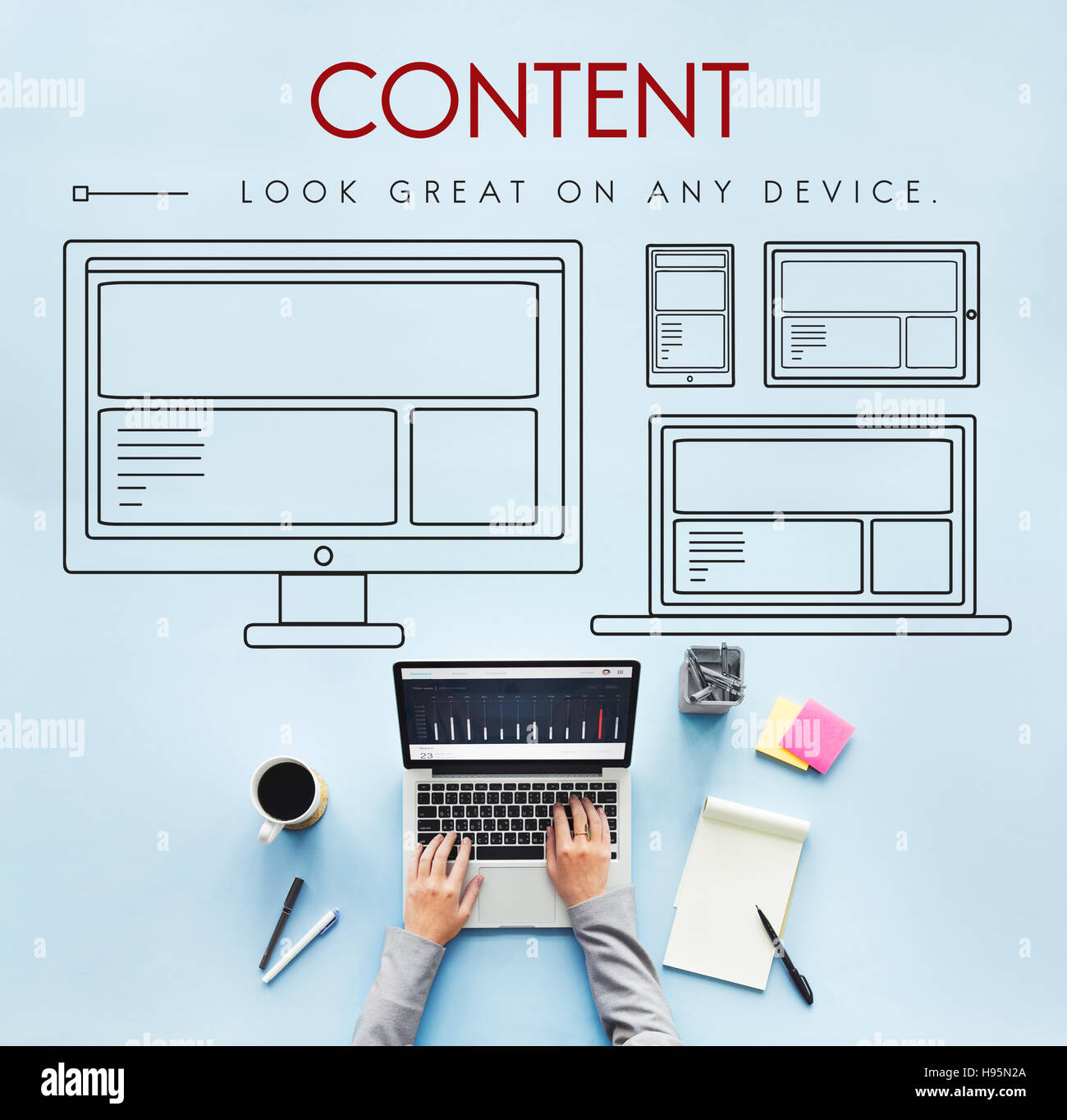 Responsive Design Layout Connection Content Concept Stock Photo - Alamy