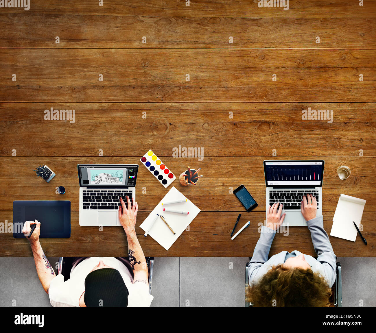 Working Office Collaboration Graphic Statistics Concept Stock Photo - Alamy