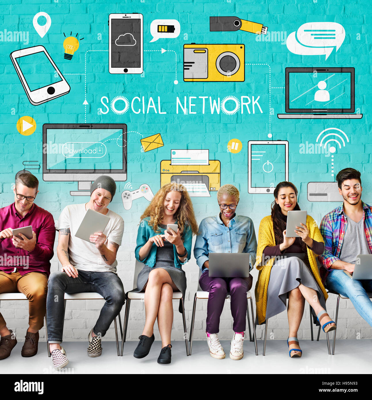 Social Network Icons Graphics Concept Stock Photo - Alamy