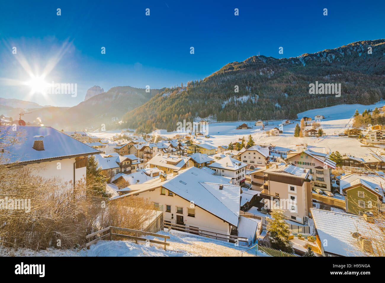 Winter view of Alpine village in Italy Stock Photo - Alamy