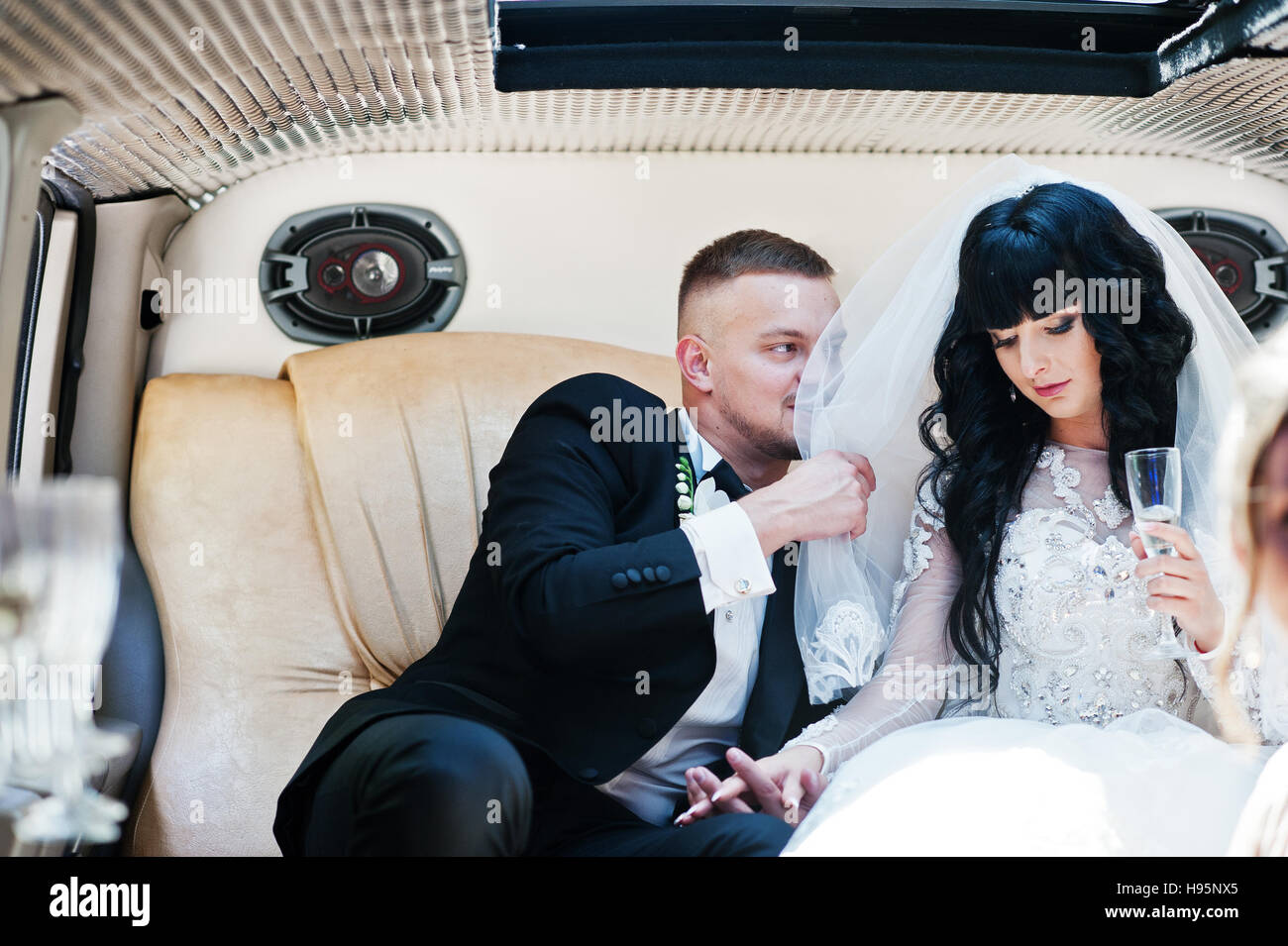 Woman man limousine inside hi-res stock photography and images - Alamy