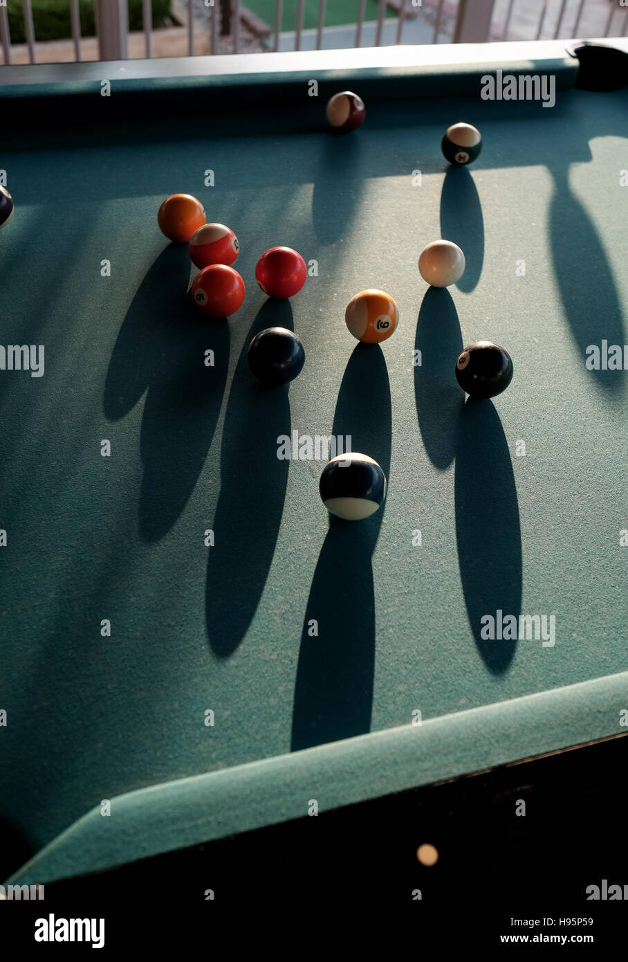 Shadows on a pool table Stock Photo - Alamy