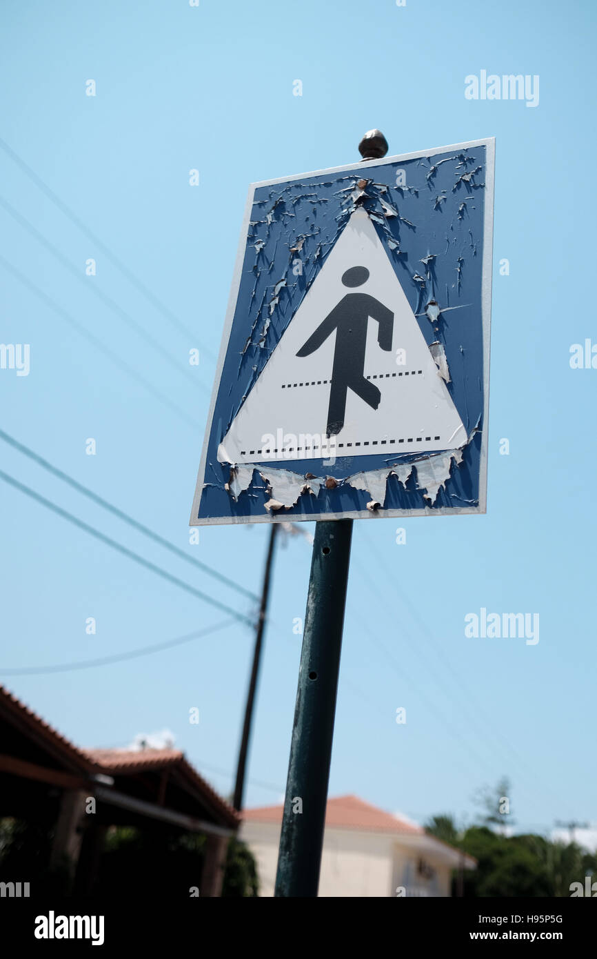 Road crossing sign in Greece Stock Photo - Alamy