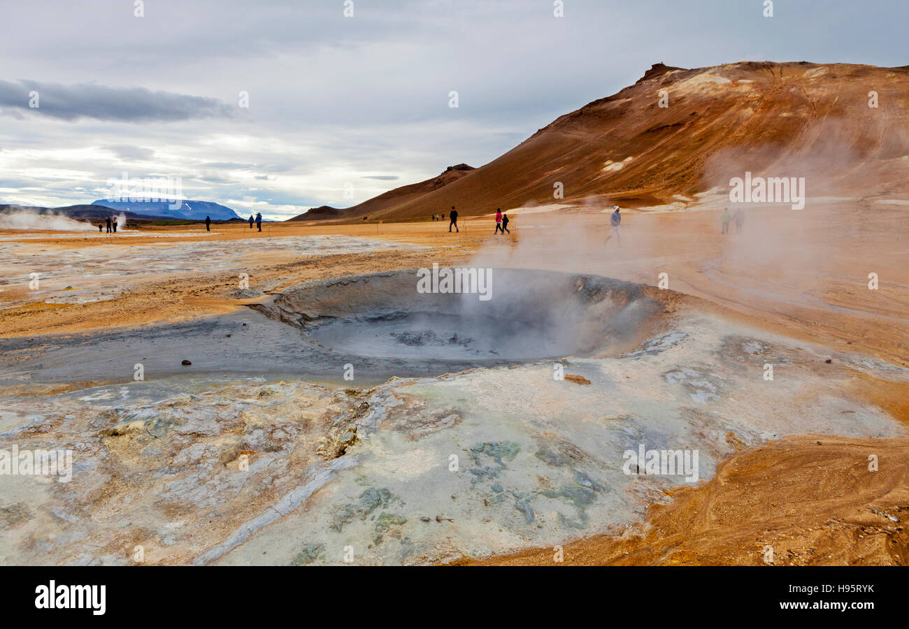 A view of the Hverir Geothermal Field by Mt. Namafjall next to Lake ...