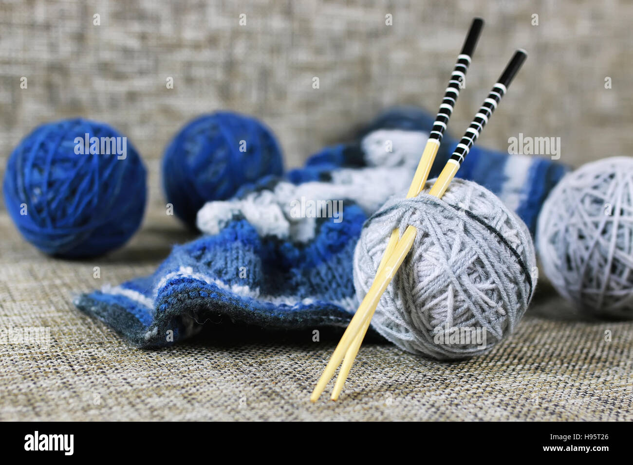 knitting wool ball hobby Stock Photo - Alamy