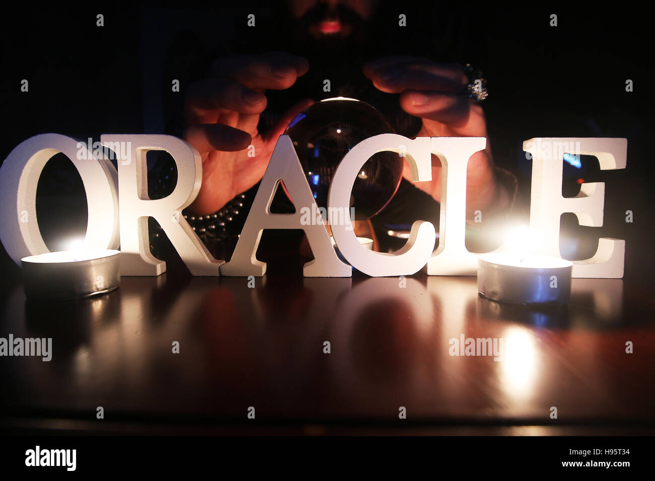 sorcerer hands over a transparent crystal ball fortune-telling for ...