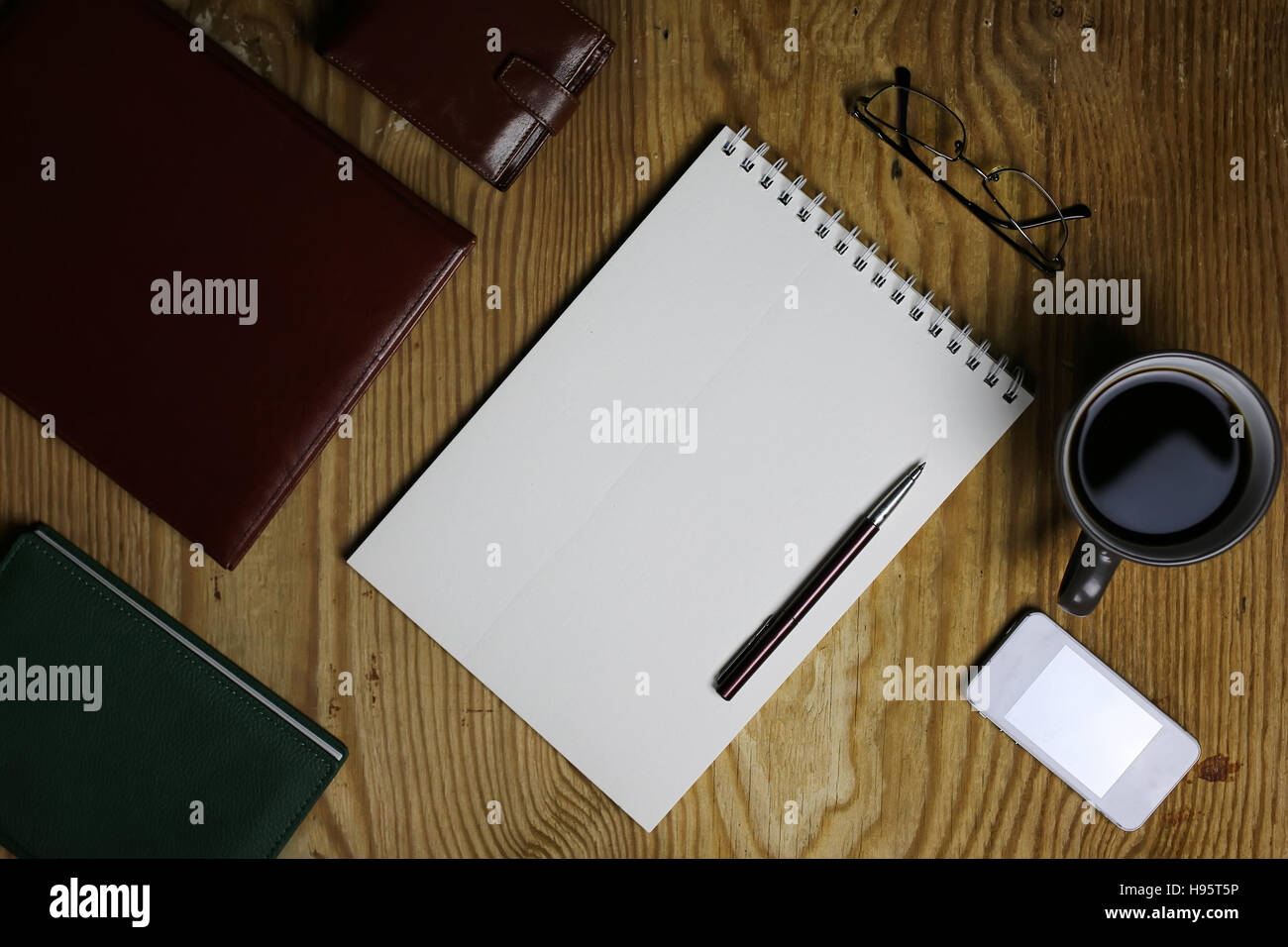 table write hand office view Stock Photo - Alamy