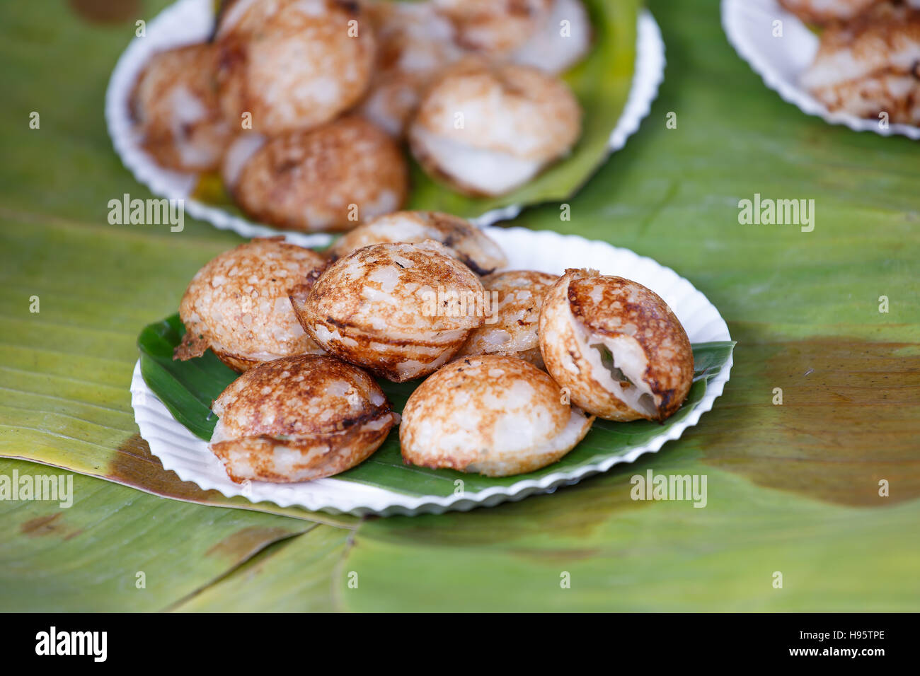 Kanom Krok thai dessert Stock Photo - Alamy