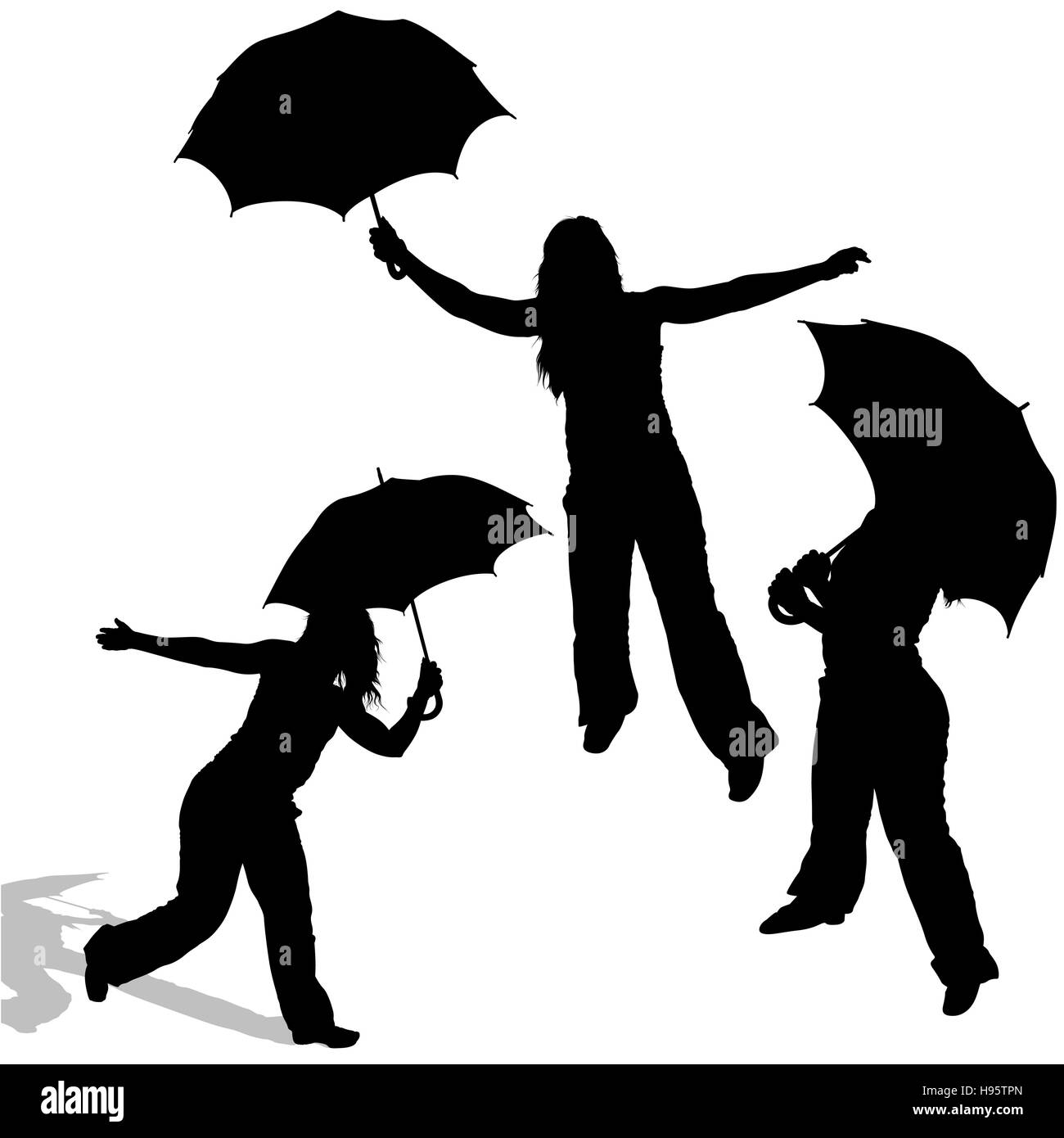 Umbrella Silhouette Girl Dancing