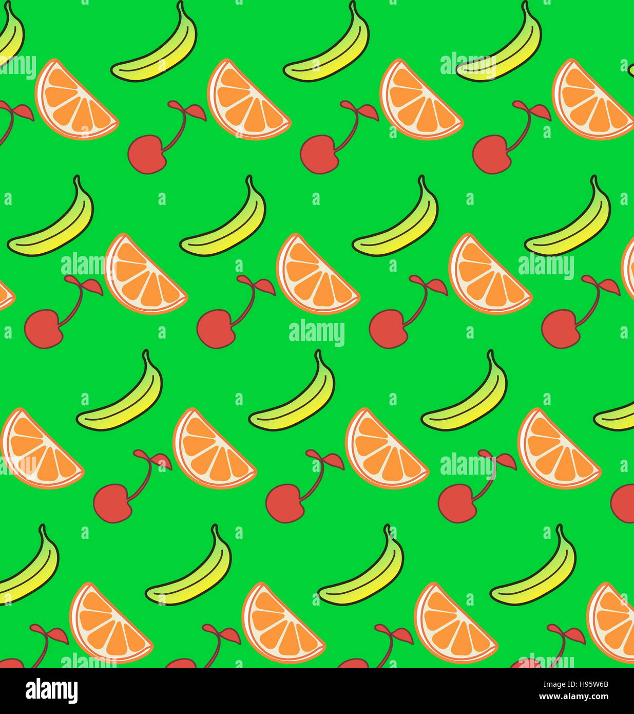 Fresh fruit pattern (green background Stock Photo - Alamy