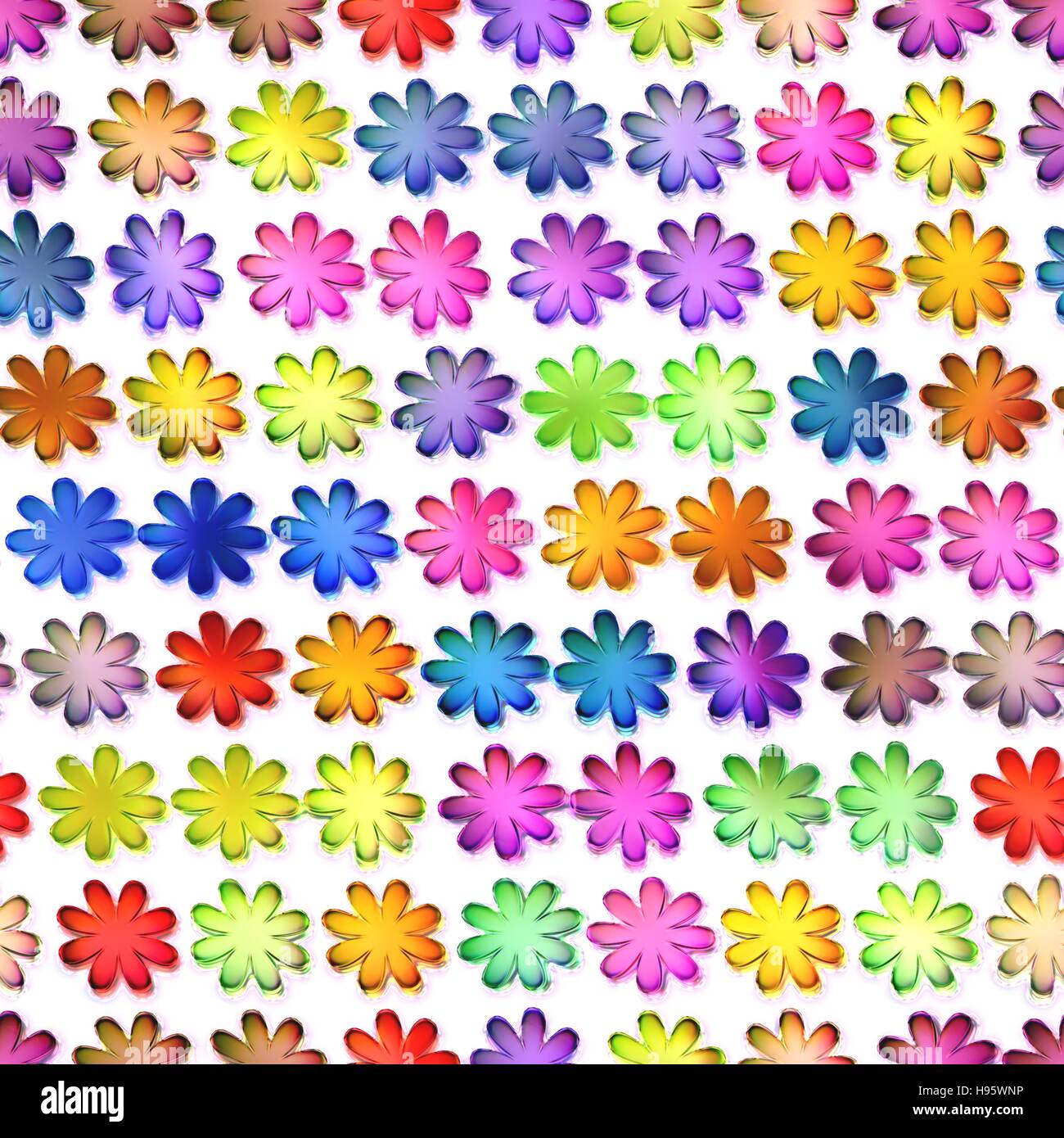 Seamless colorful flowers texture, Isolation on a white background ...