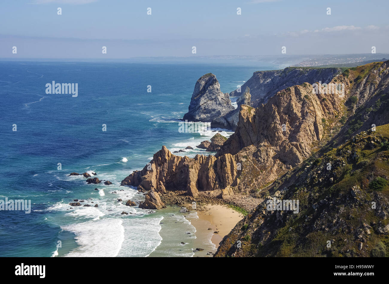 Atlantic ocean coastline view from Cabo da Roca (Cape Roca) is a cape ...