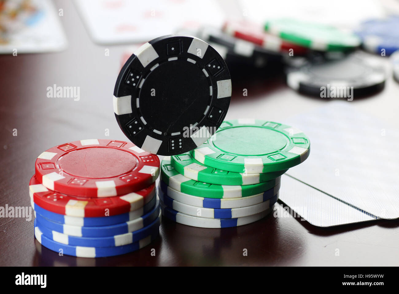 poker chips Cards Stock Photo - Alamy