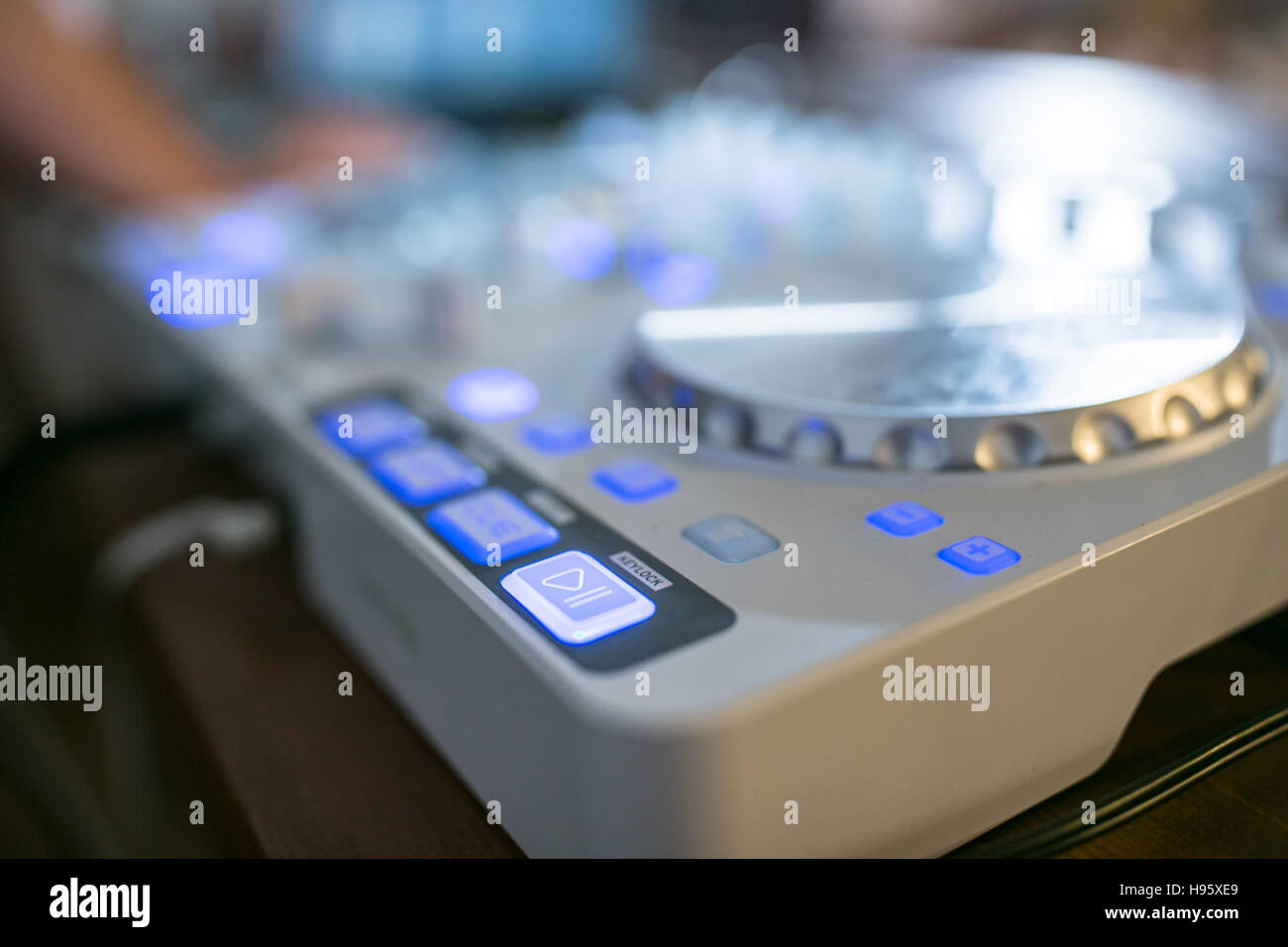 DJ CD player and mixer at wedding Stock Photo - Alamy