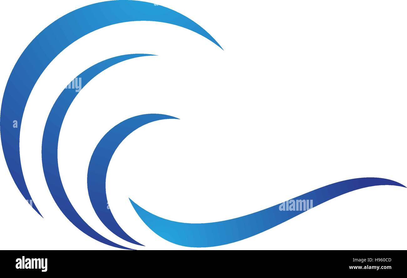 Vector Logo with yellow sun and blue sea waves. Vector logotype Stock ...