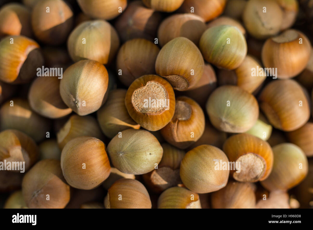 A basket of toasted hazelnuts inviting Stock Photo - Alamy